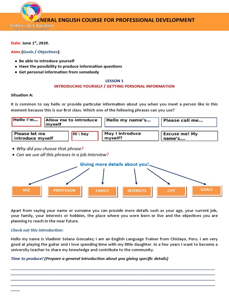 How To Make A Personal Introduction at Work 1 | PDF | Question ...