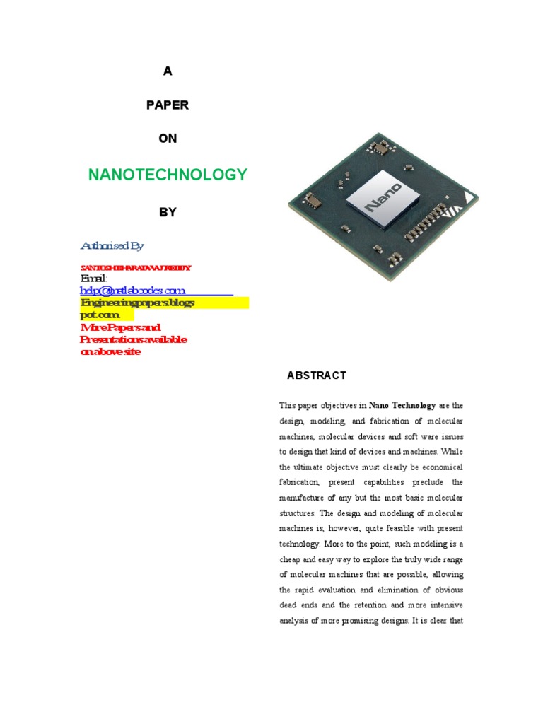 Nanotechnology: A Paper ON | PDF | Nanotechnology | Integrated Circuit