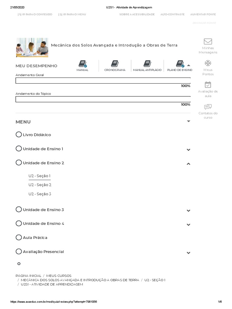 U2S1 - Atividade de Aprendizagem | PDF | Estresse (Mecânica) | Pressão