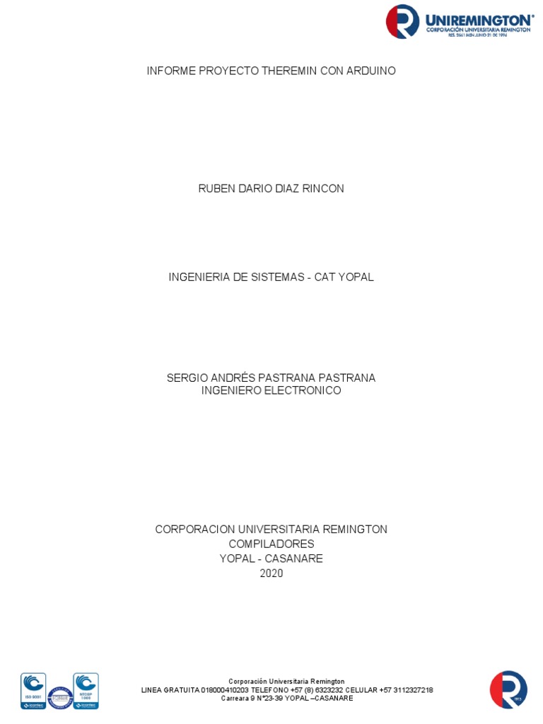 Informe Proyecto Theremin Con Arduino | PDF | Ingenieria Eléctrica | Electrónica