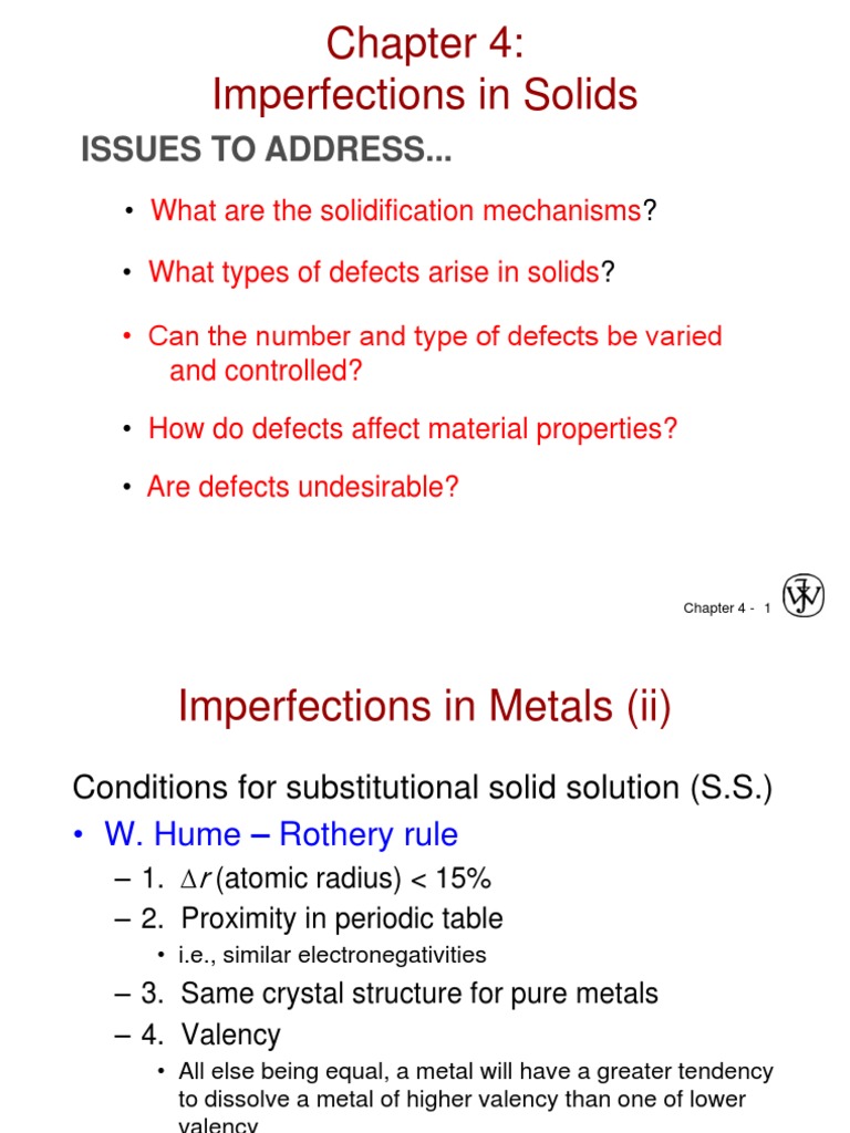 Imperfections in Solids: Issues To Address.. | PDF | Dislocation | Crystallographic Defect