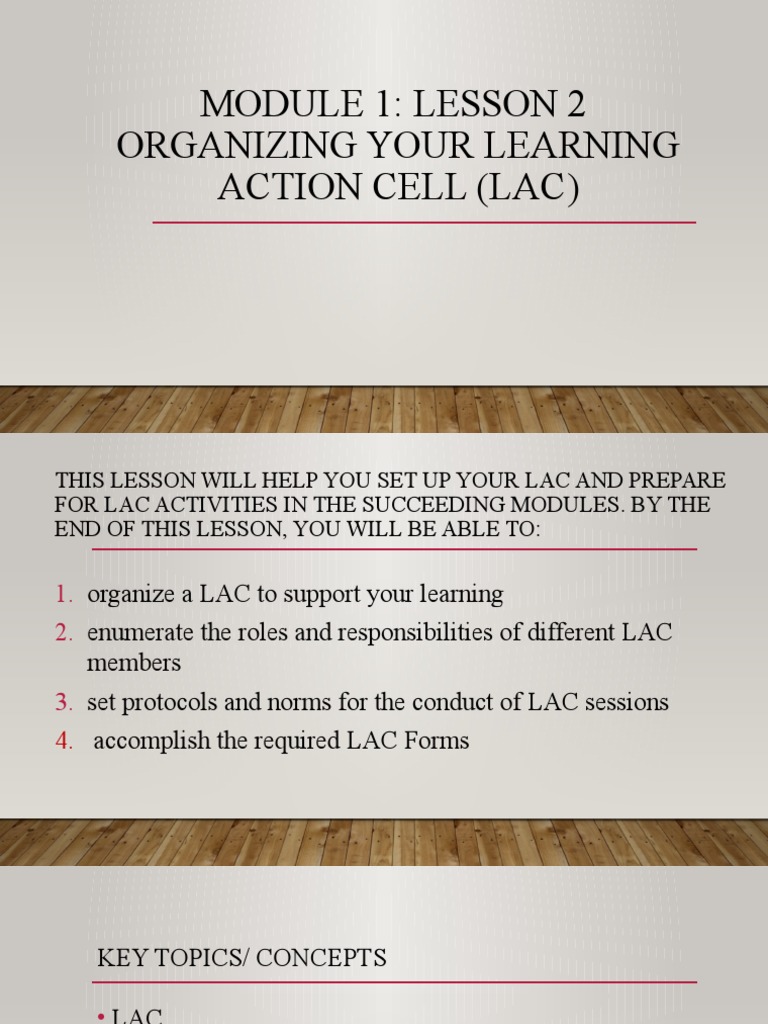 Module 1: Lesson 2 Organizing Your Learning Action Cell (Lac) | PDF