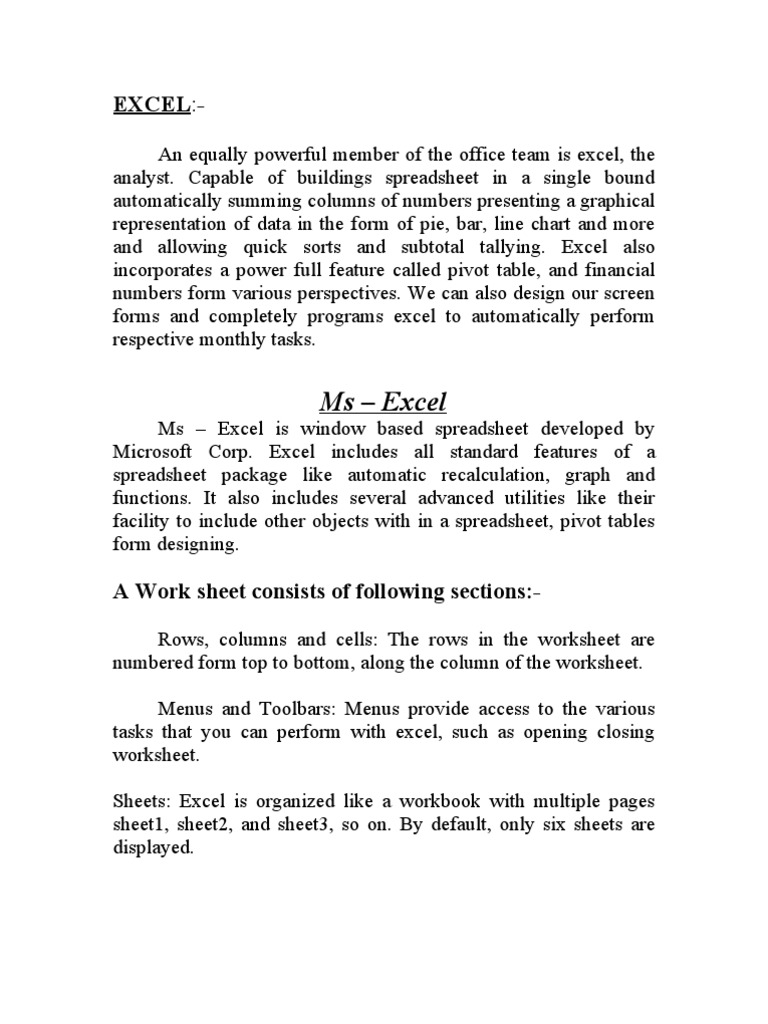 Excel Notes | PDF | Microsoft Excel | Spreadsheet