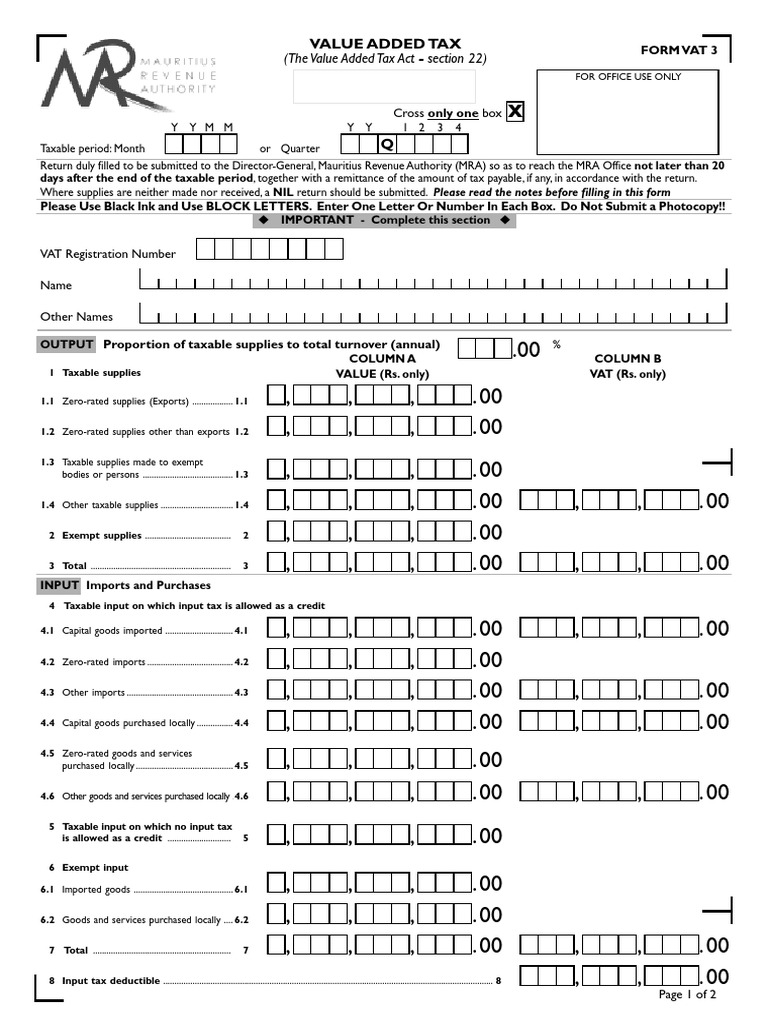 Value Added Tax: Form Vat 3 | PDF | Value Added Tax | Taxes