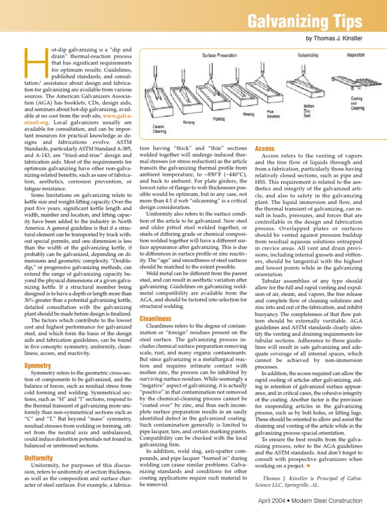 Galvanizing Tips: Access | PDF | Galvanization | Welding
