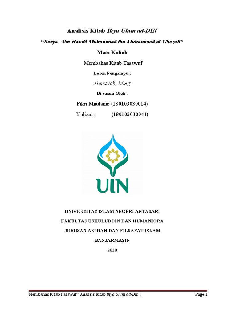 Kitab Ihya Ulum Ad-Din Kelompok 3 | PDF