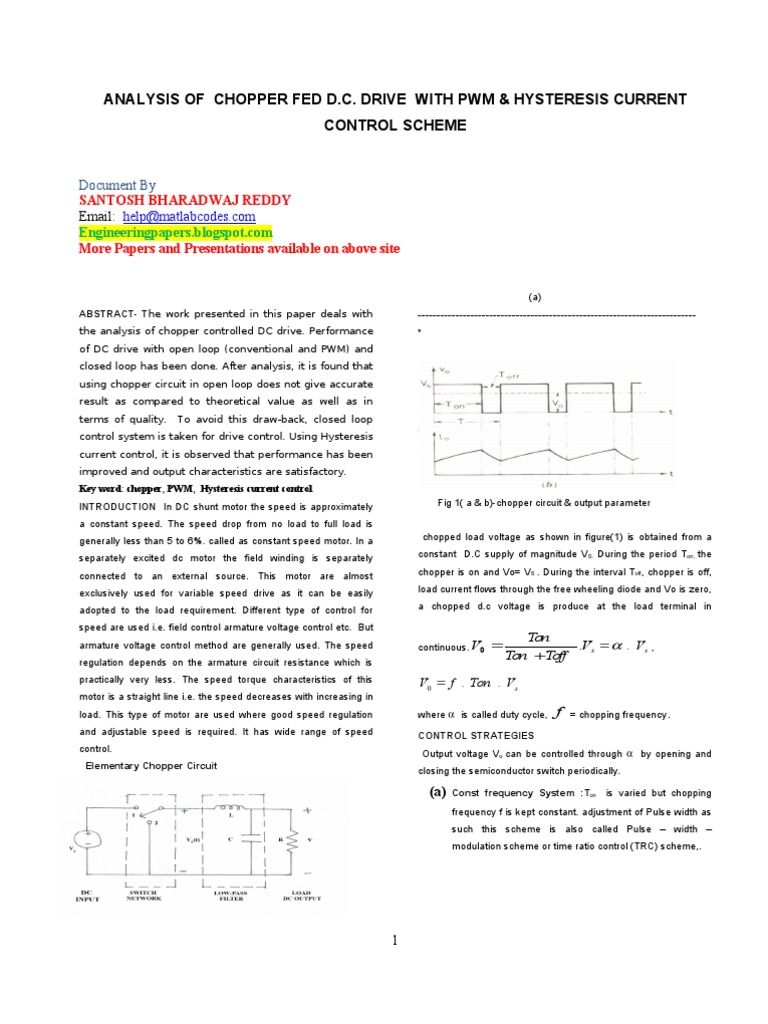 Chopper Fed DC Drive Analysis with PWM | PDF | Electric Motor | Direct ...