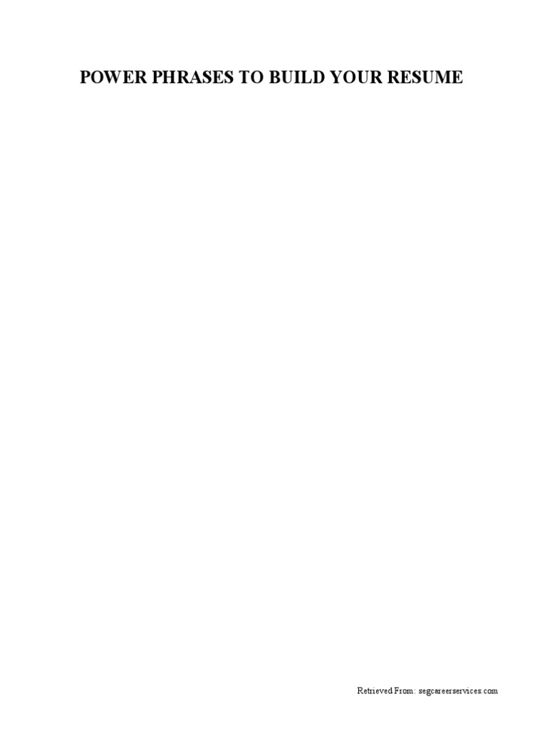 Power Phrases To Build Your Resume | PDF | Performance Appraisal | Goal