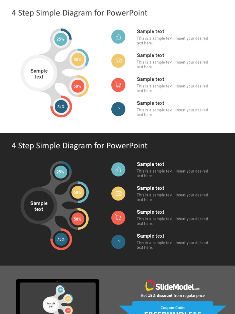 4 Step Simple Diagram For Powerpoint: Sample Text | PDF