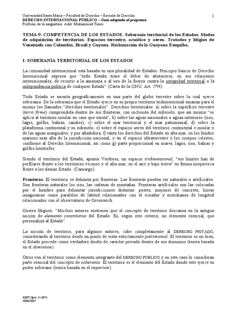 DIP, Tema 9 (Competencia de Los Estados) . | PDF | Venezuela | Colombia