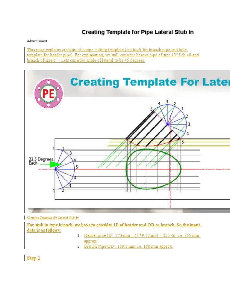 Pipe Lateral Stub In Template Guide | PDF | Circle | Angle