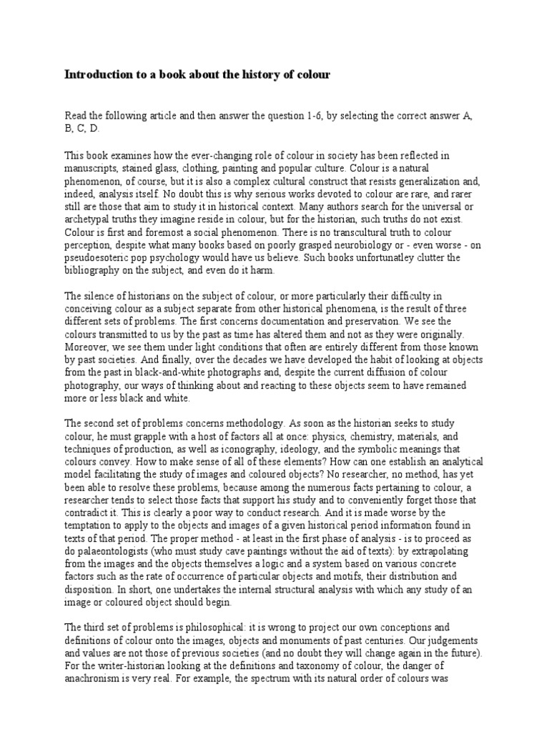 Introduction To A Book About The History of Colour | PDF | Color ...