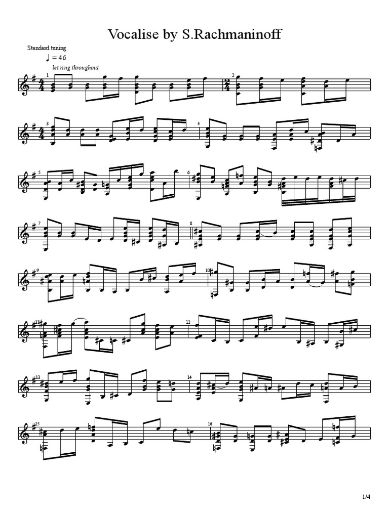 Vocalise by S.Rachmaninoff: Let Ring Throughout | PDF