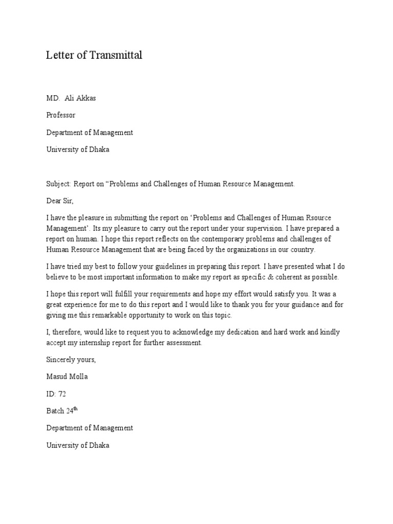 Letter of Transmittal | PDF