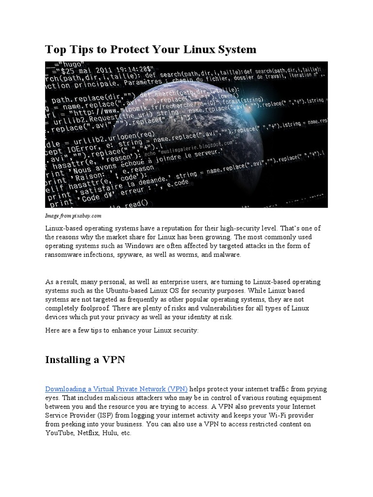 Top Tips To Protect Your Linux System | PDF | Superuser | Malware
