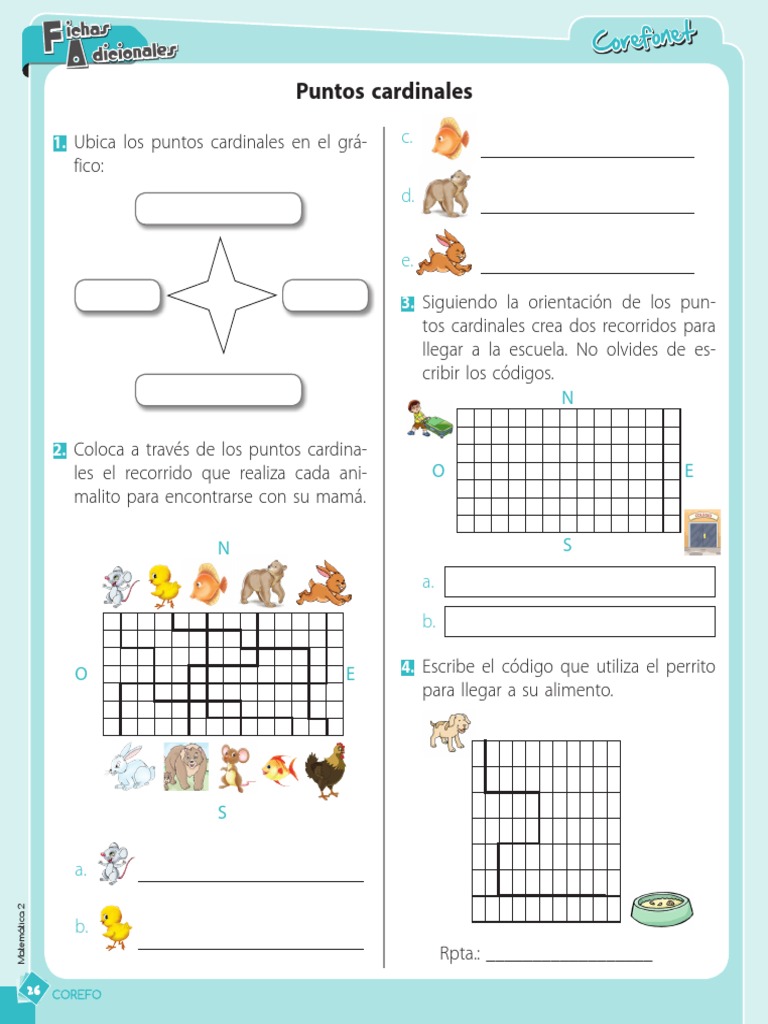 Hoja De Trabajo De Puntos Cardinales 50+ Planos De Coordenadas Hojas