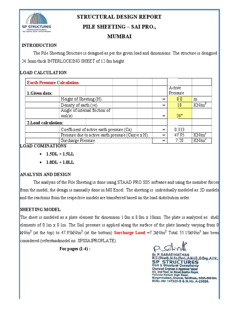 Structural Design Report Pile Sheeting Structural Design Report Pile ...