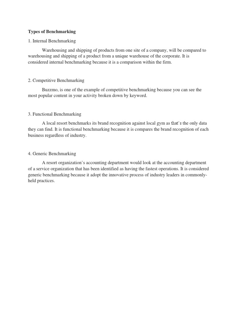 Types of Benchmarking | PDF