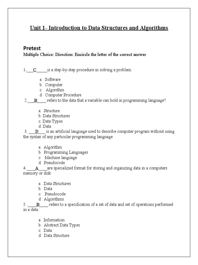 Unit 1-Introduction To Data Structures and Algorithms | PDF ...