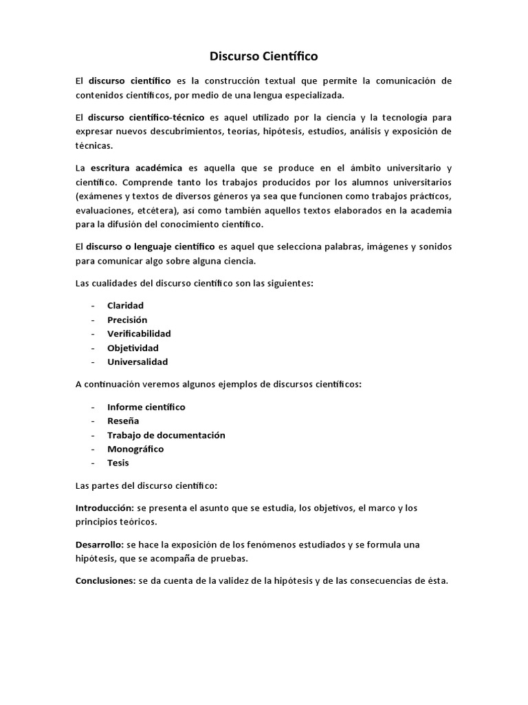 Discurso Científico | PDF