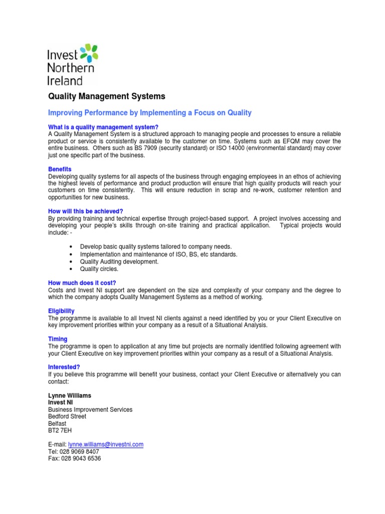 Quality Management Systems Overview | PDF