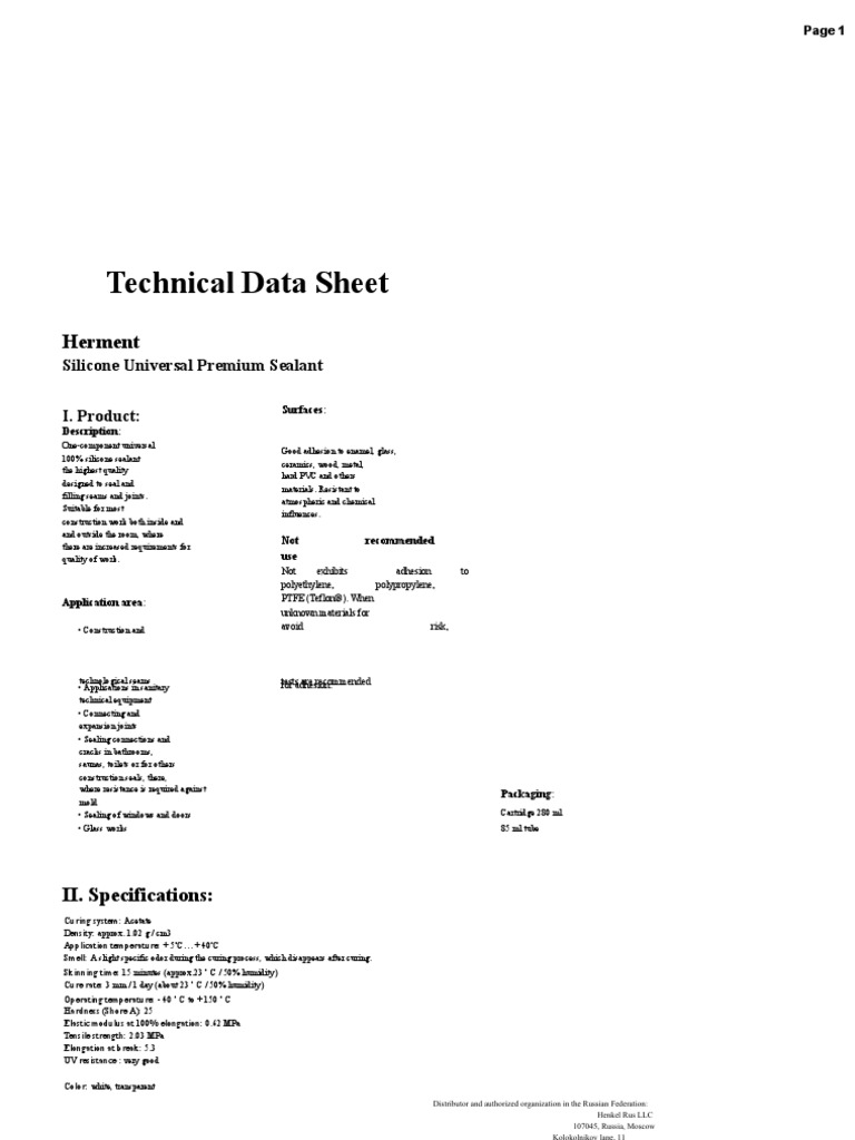 Technical Data Sheet | PDF | Silicone | Building Engineering