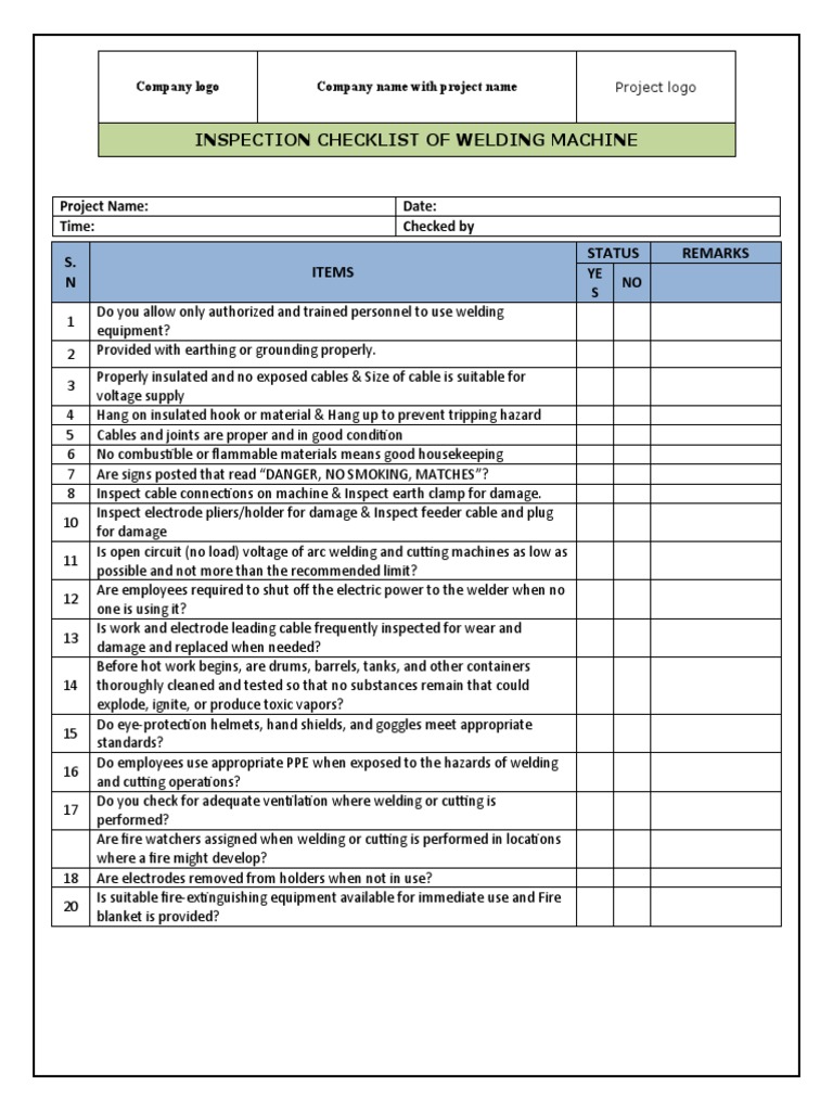 Welding Inspection Checklist.. | PDF | Welding | Construction