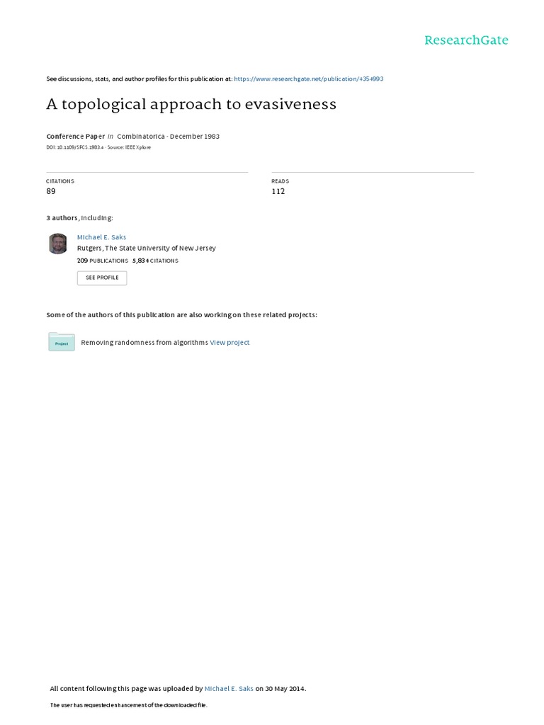 A Topological Approach To Evasiveness PDF | PDF | Algebra | Abstract ...