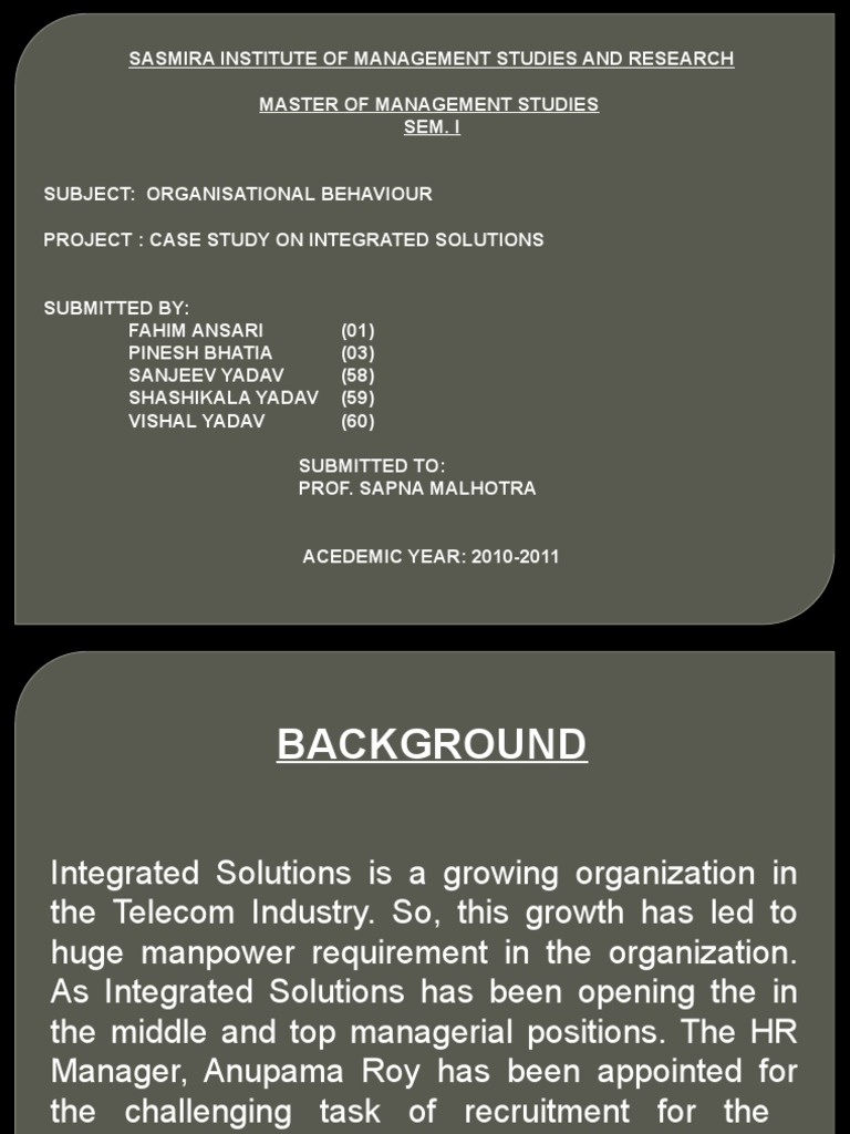 Organisational Behaviour Case Study Pdf Human Resources Employment