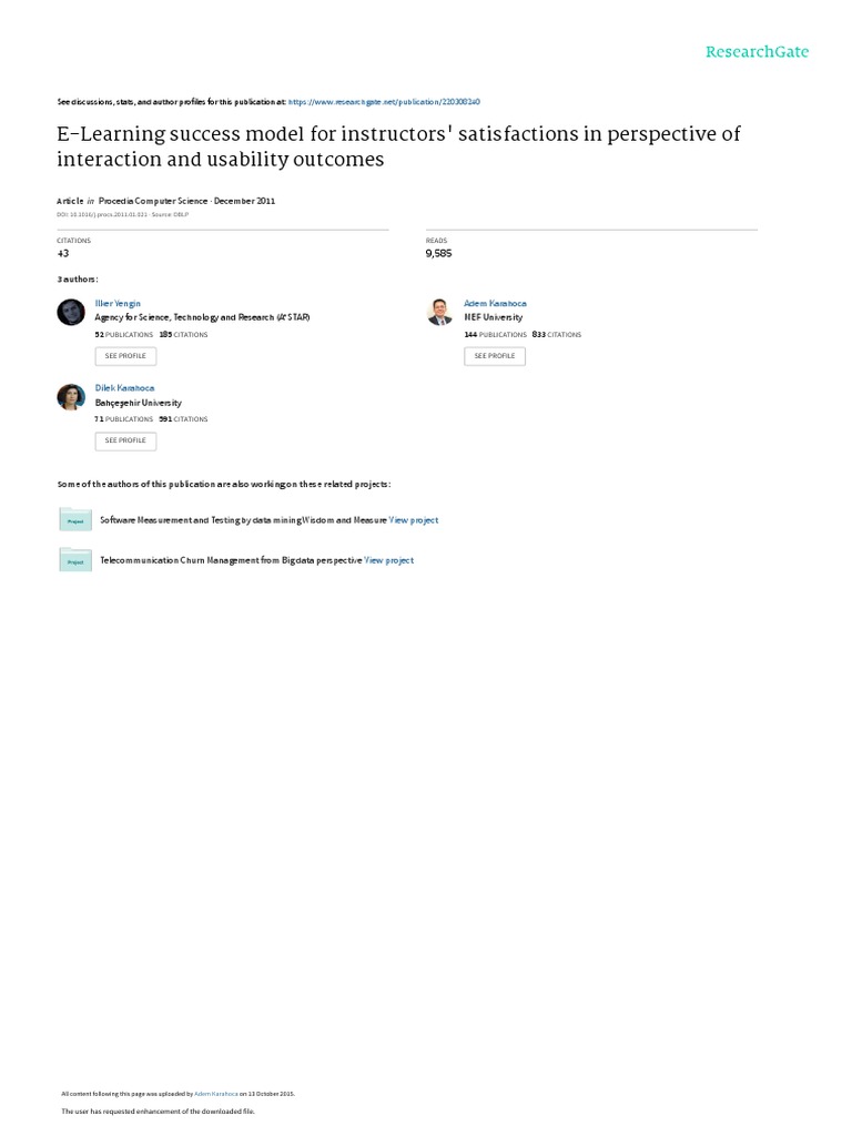 E-Learning Success Model For Instructors Satisfac | PDF | Educational ...