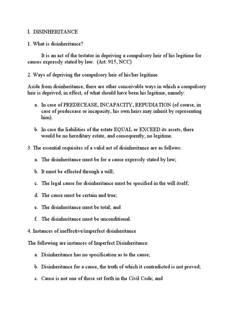 Disinheritance | PDF | Legal Aspects Of Death | Inheritance