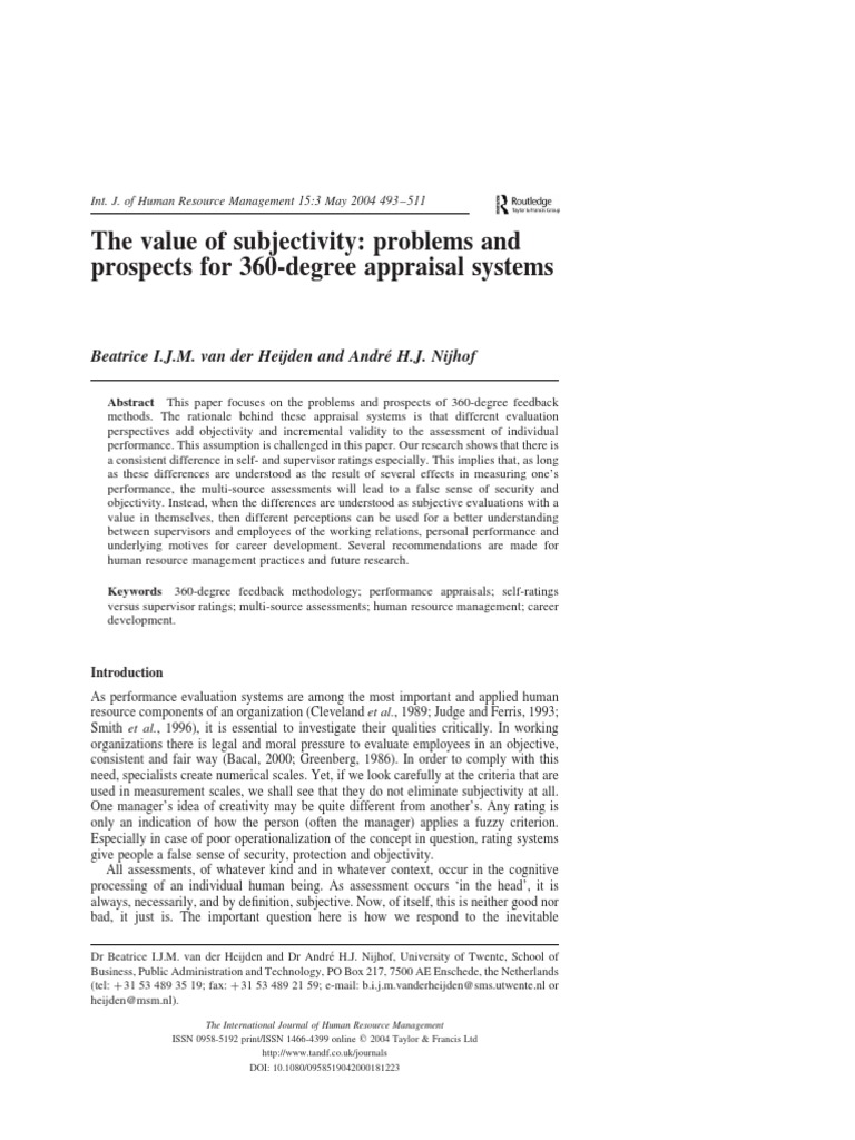 Understanding the Subjective Nature of Performance Evaluations: A ...