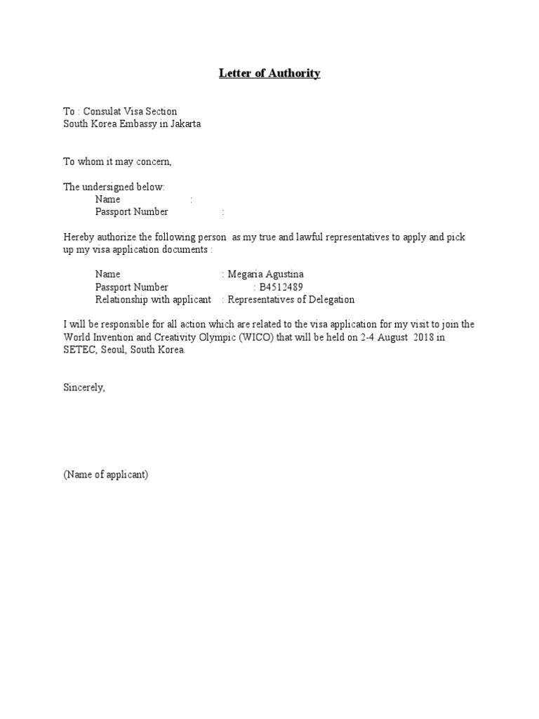 Letter of Authority | PDF