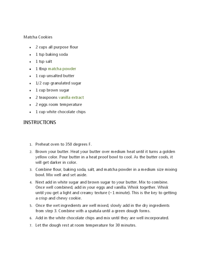 Instructions: Matcha Powder | PDF | Baking | Chocolate