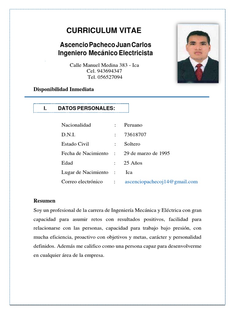Curriculum Vitae - Juan Carlos Ascencio Pacheco | PDF | Ingeniería | Science