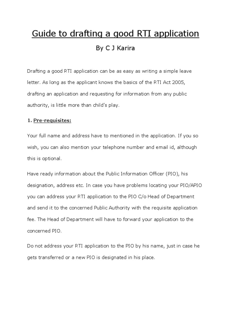 RTI Application Guide | PDF | Complaint | Government