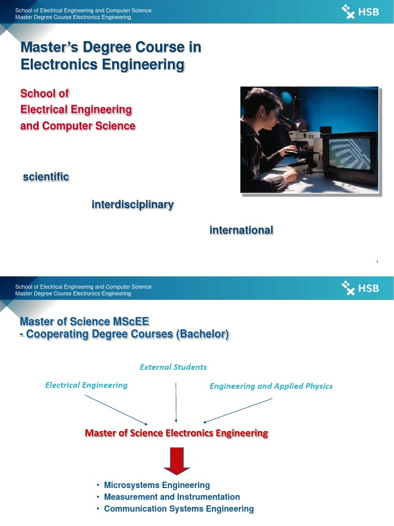 Master's Degree Course in Electronics Engineering: School of Electrical ...