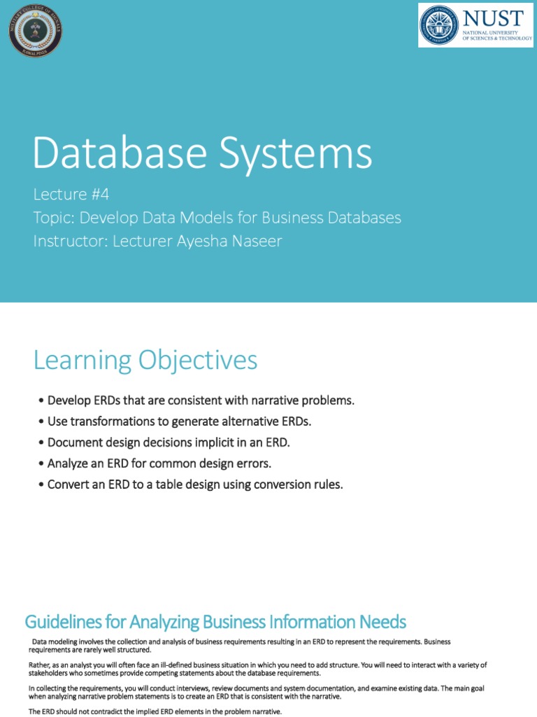 Database Systems Lec 4 PDF | PDF | Relational Database | Data Model