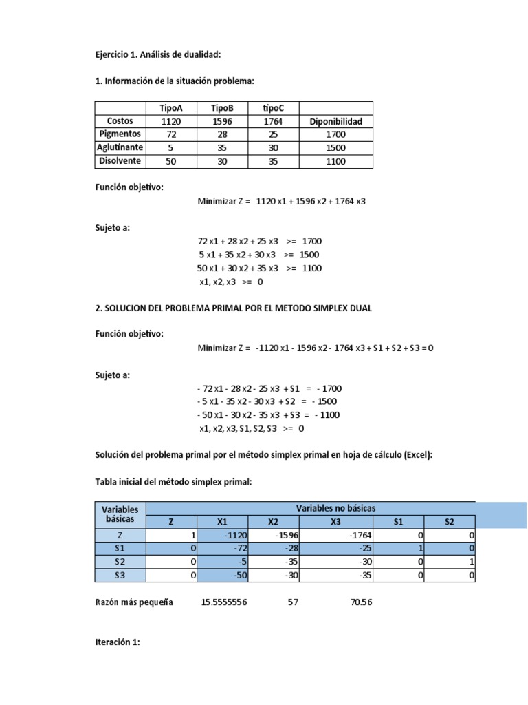 Ejercicio 1. Analisis de Dualidad | PDF | Algoritmos y Estructuras de Datos | Conceptos matemáticos