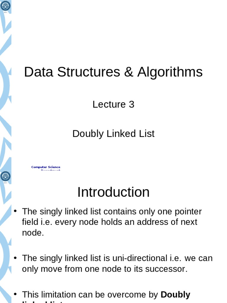 Lecture 3 - Doubly Linked List | PDF | Pointer (Computer Programming) | Data