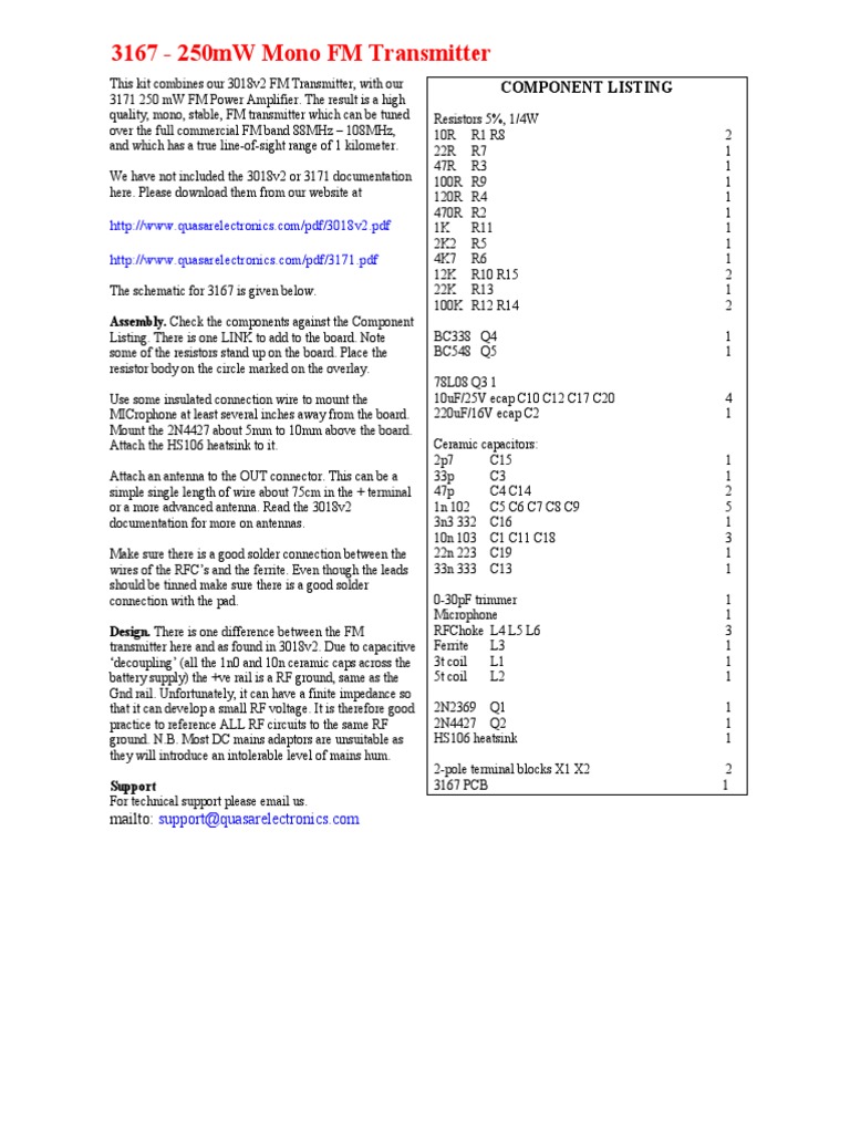 FM Transmitter Kit Assembly Guide | PDF | Computers | Technology ...