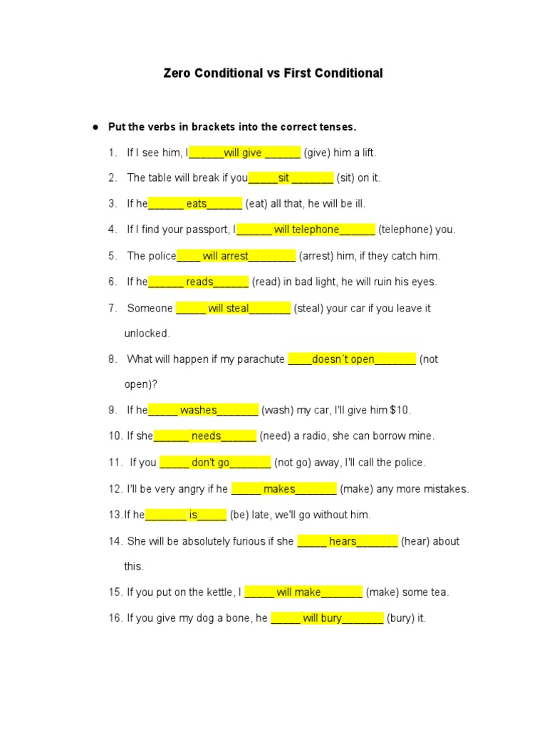 Zero Conditional - Vs - First Conditional. | PDF | Grammar