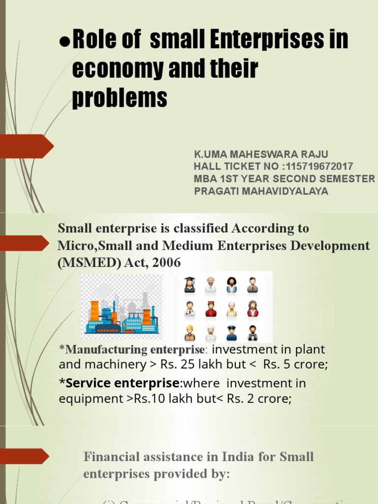 Role of Small Enterprises in Economy and Their Problems | PDF | Finance ...