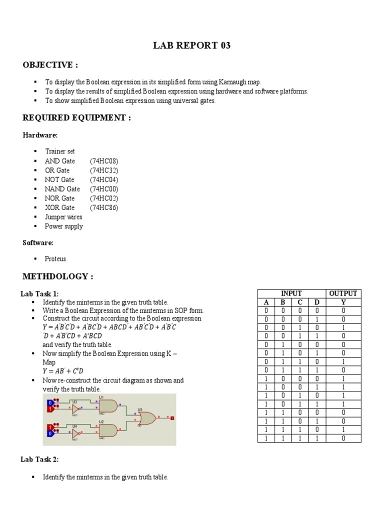 Lab Rep 3-4 | PDF | Logic Gate | Mathematical Logic