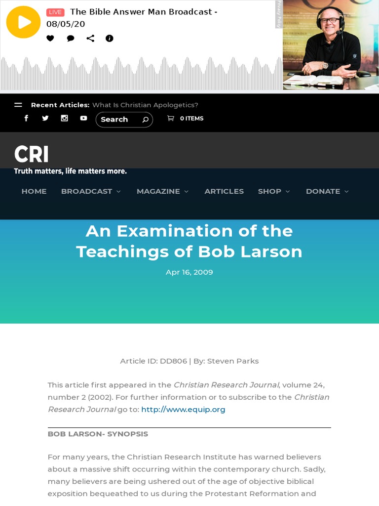 Examining Bob Larson's Ministry Shift | PDF | Religion & Spirituality