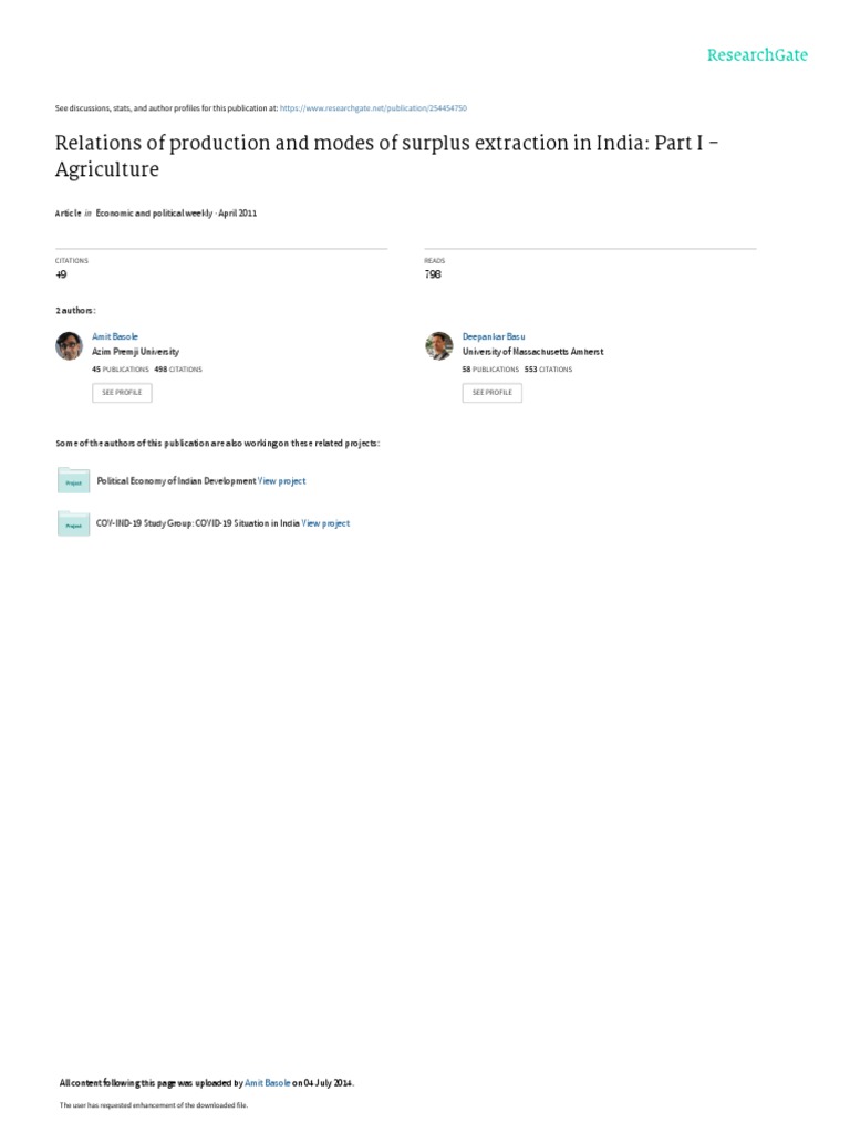 Relations of Production and Modes of Surplus Extra PDF | PDF ...