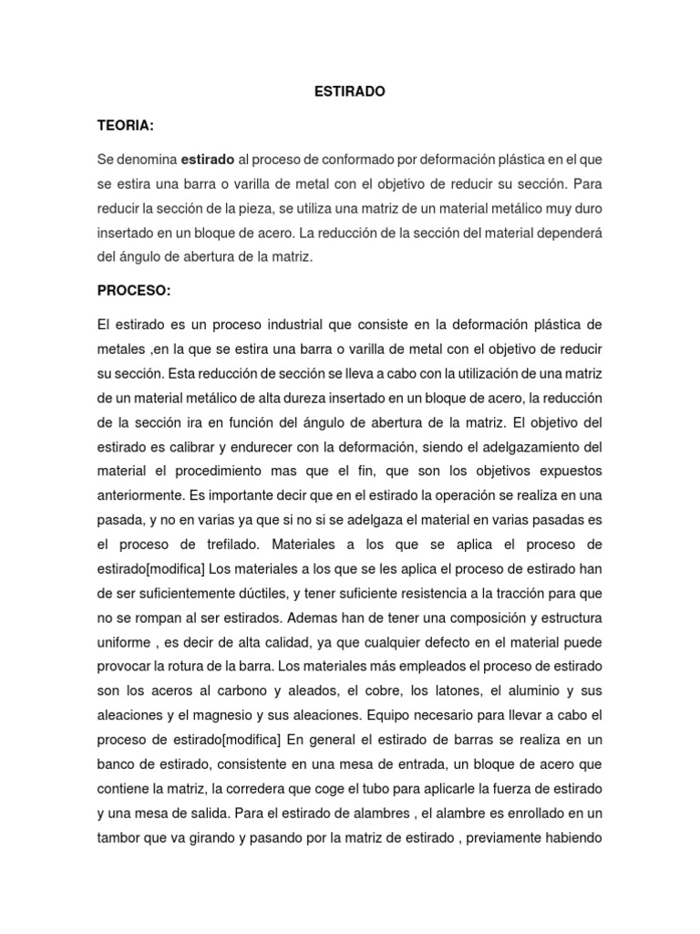 Estirado, Doblado y Extrusion | PDF | Extrusión | Química
