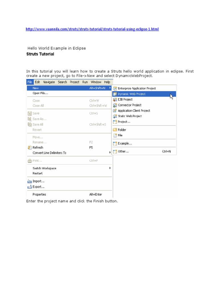 Struts Tutorial: Hello World Example in Eclipse | PDF | Html Element ...