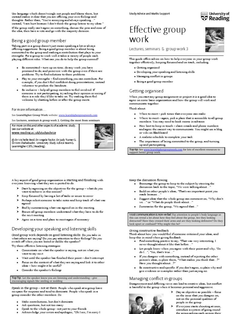 Effective Group Work: Being A Good Group Member | PDF | Attention ...