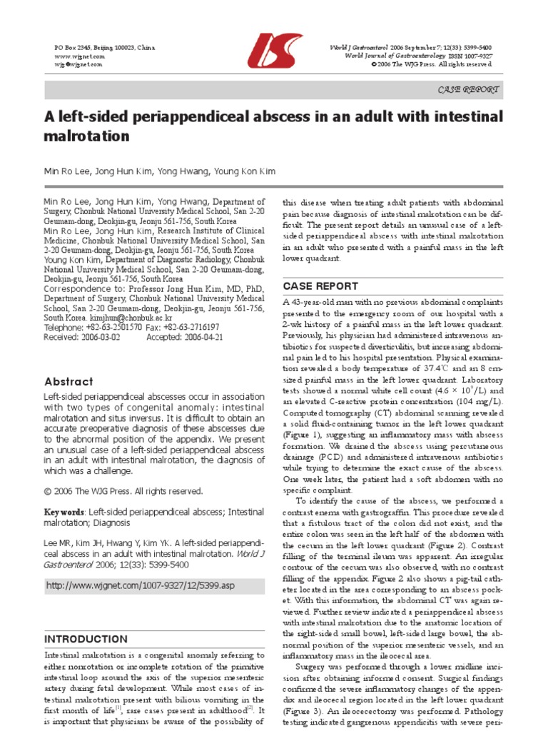 A Left-Sided Periappendiceal Abscess in An Adult With Intestinal ...